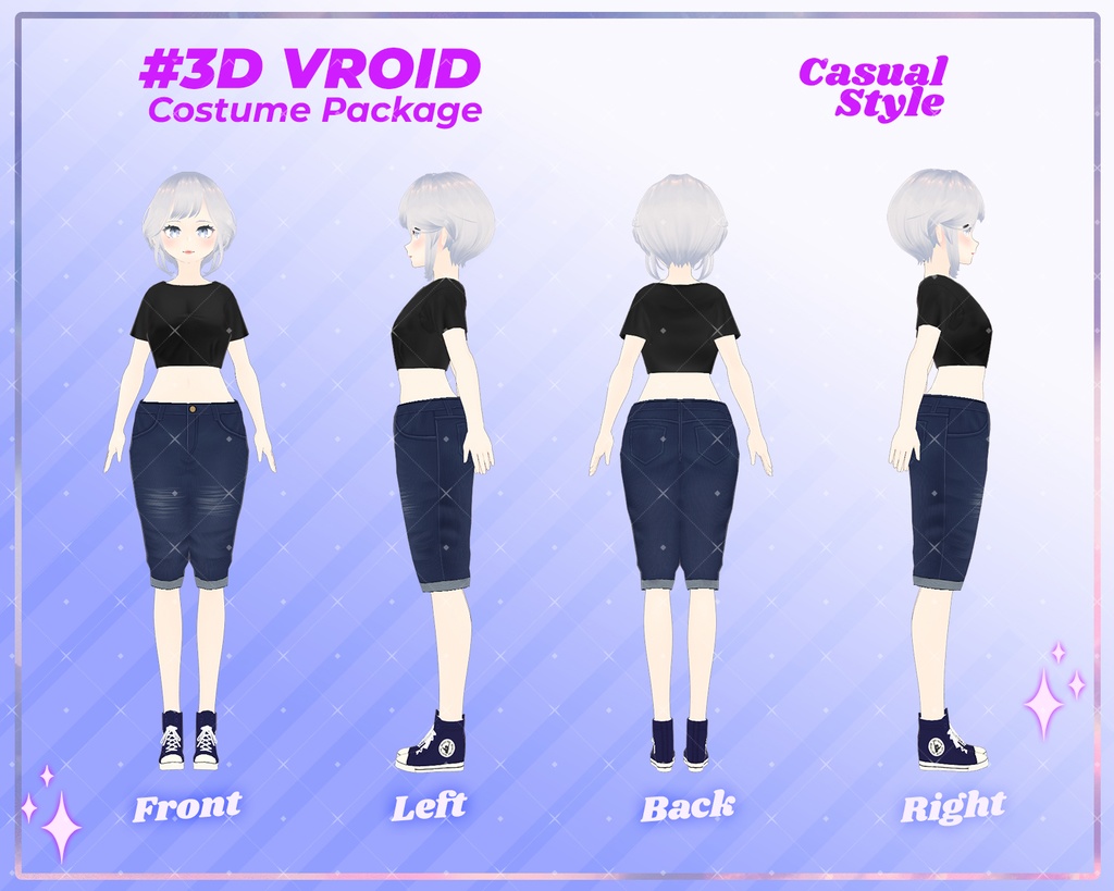 3D VRoid Outfit Pack Casual & Cute Everyday Wear for VRoid Models ...