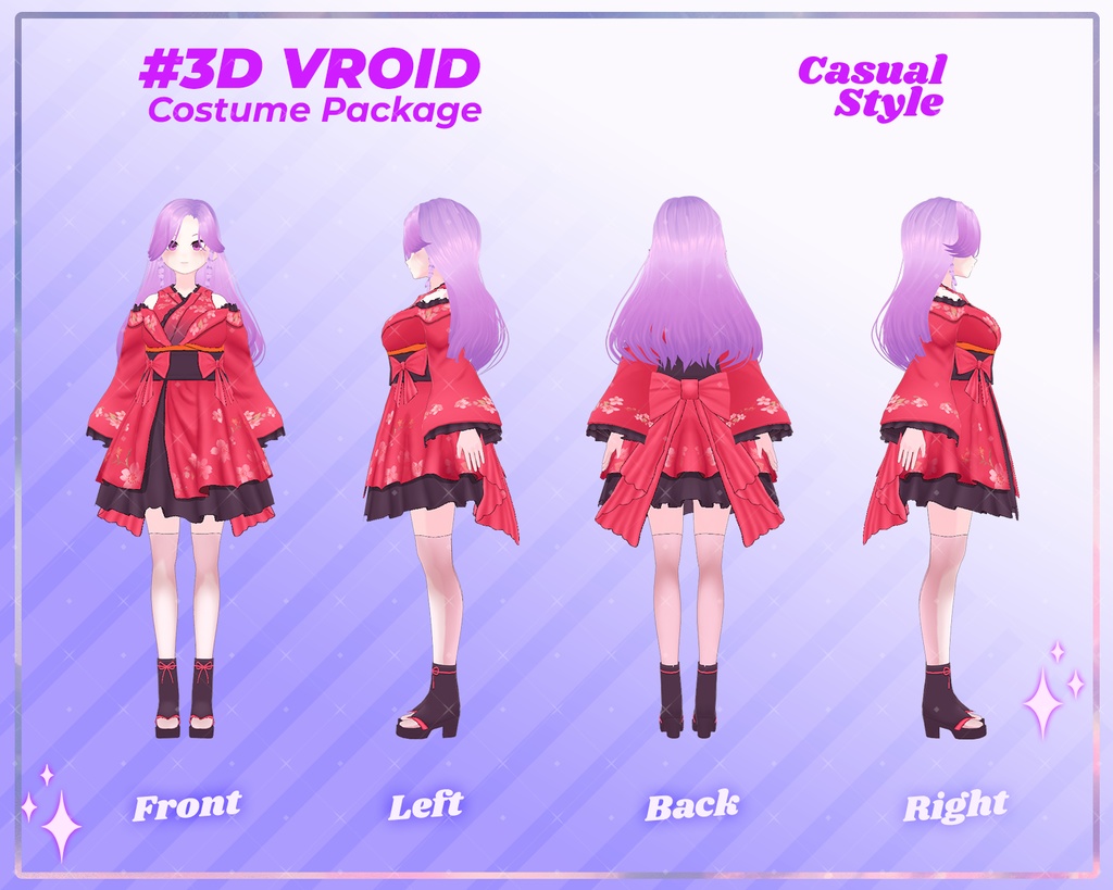 3D VRoid Outfit Pack Elegant Kimono-Inspired Dresses for VRoid Models ...