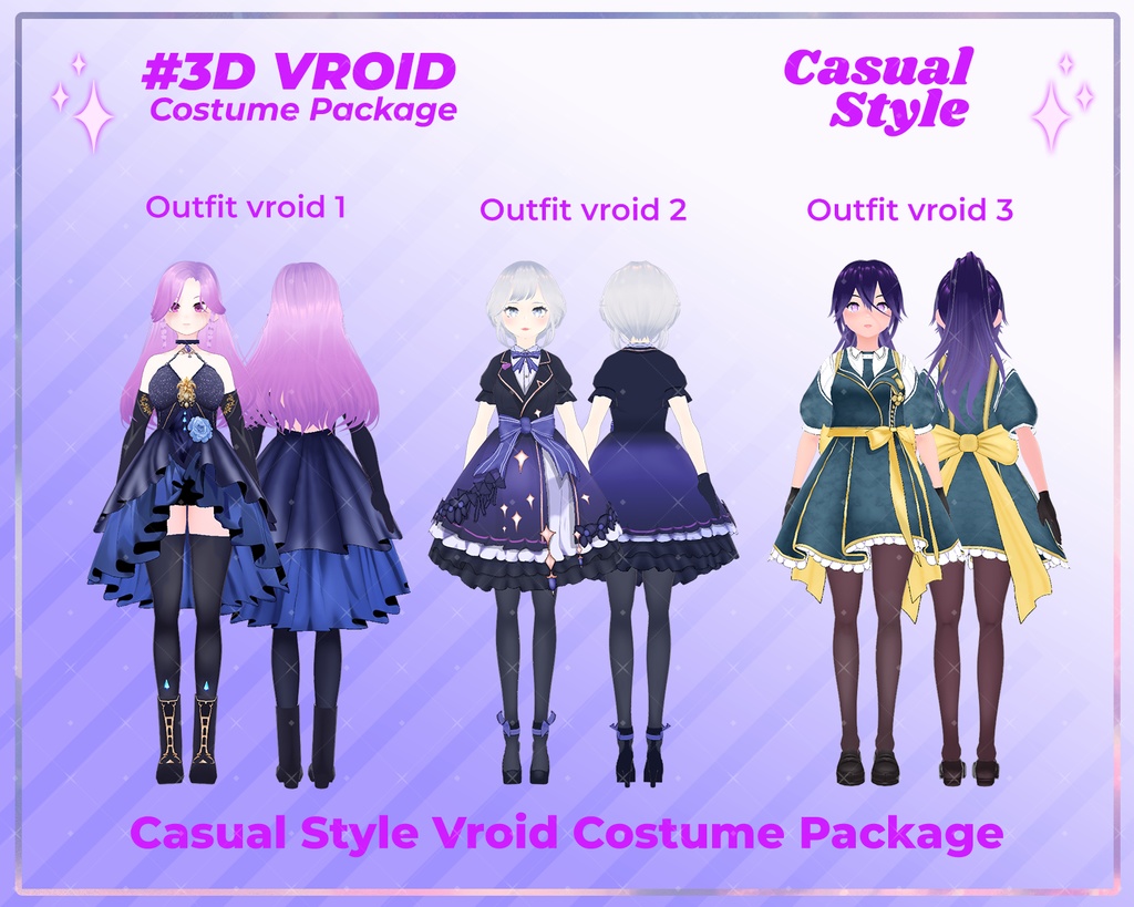 3D VRoid Outfit Pack Fantasy-Inspired Dresses for VRoid Models | VRoid ...