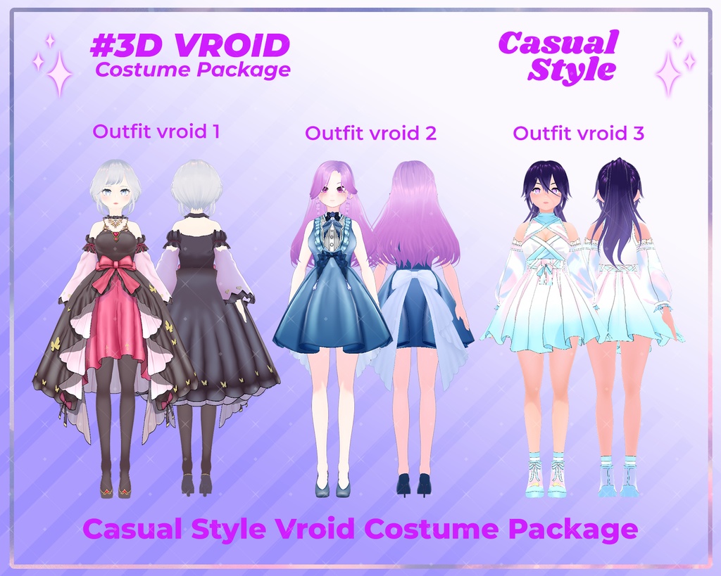 3D VRoid Outfit Pack Elegant & Chic Dress Collection for VRoid Models ...