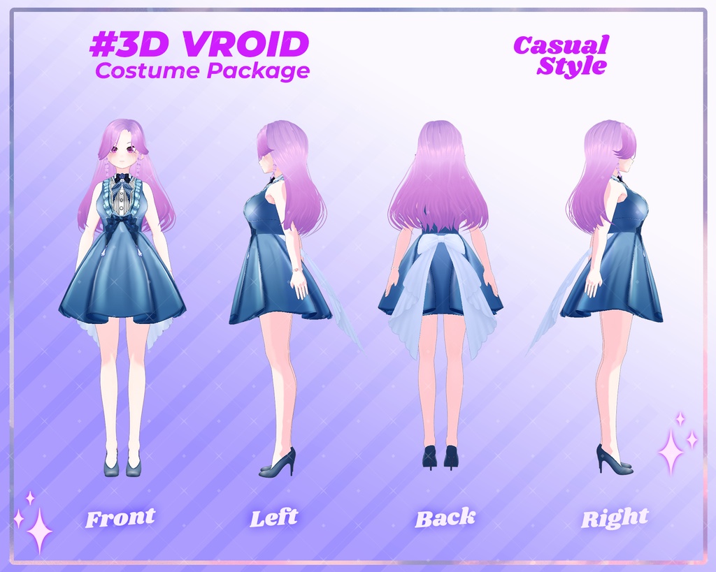 3D VRoid Outfit Pack Elegant & Chic Dress Collection for VRoid Models ...