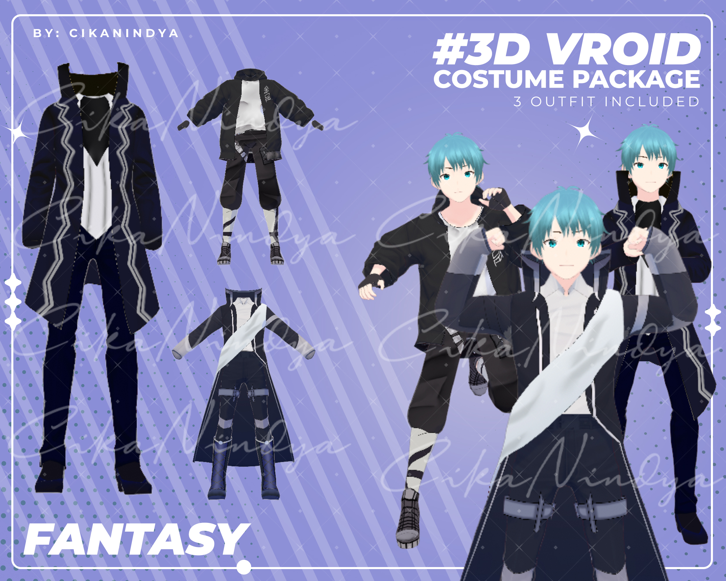 3D VRoid Outfit Pack Fantasy Warrior Attire for VRoid Models | VRoid ...