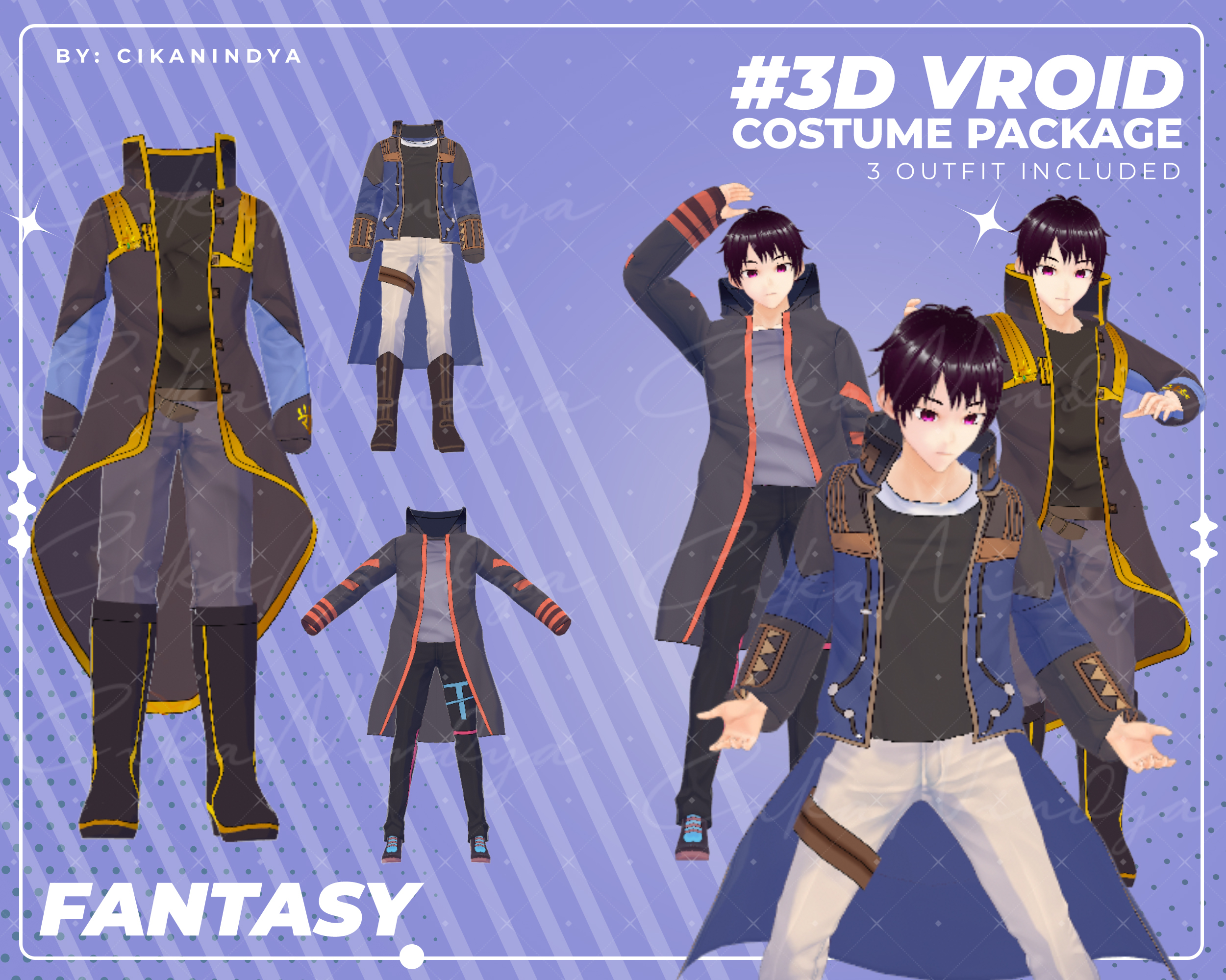 3D VRoid Outfit Pack Fantasy Mage & Adventurer Clothes for VRoid Models | VRoid Clothes, VRoid ...