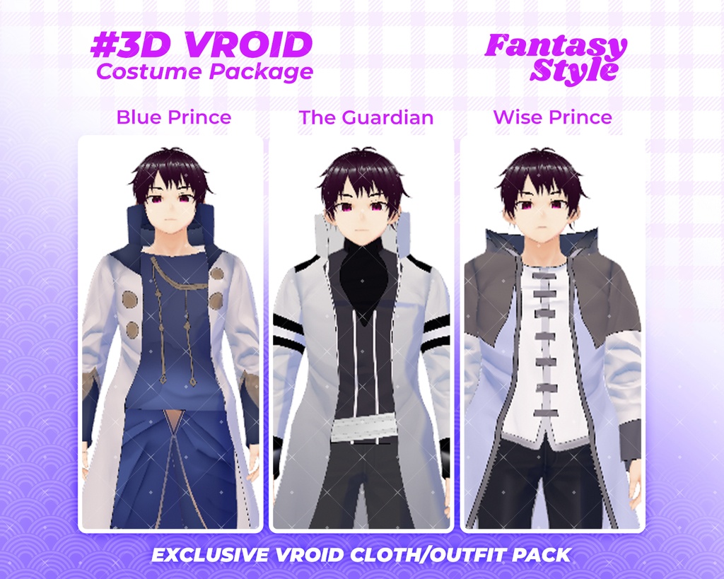 3D VRoid Outfit Pack Fantasy Prince & Guardian Attire for VRoid Models ...