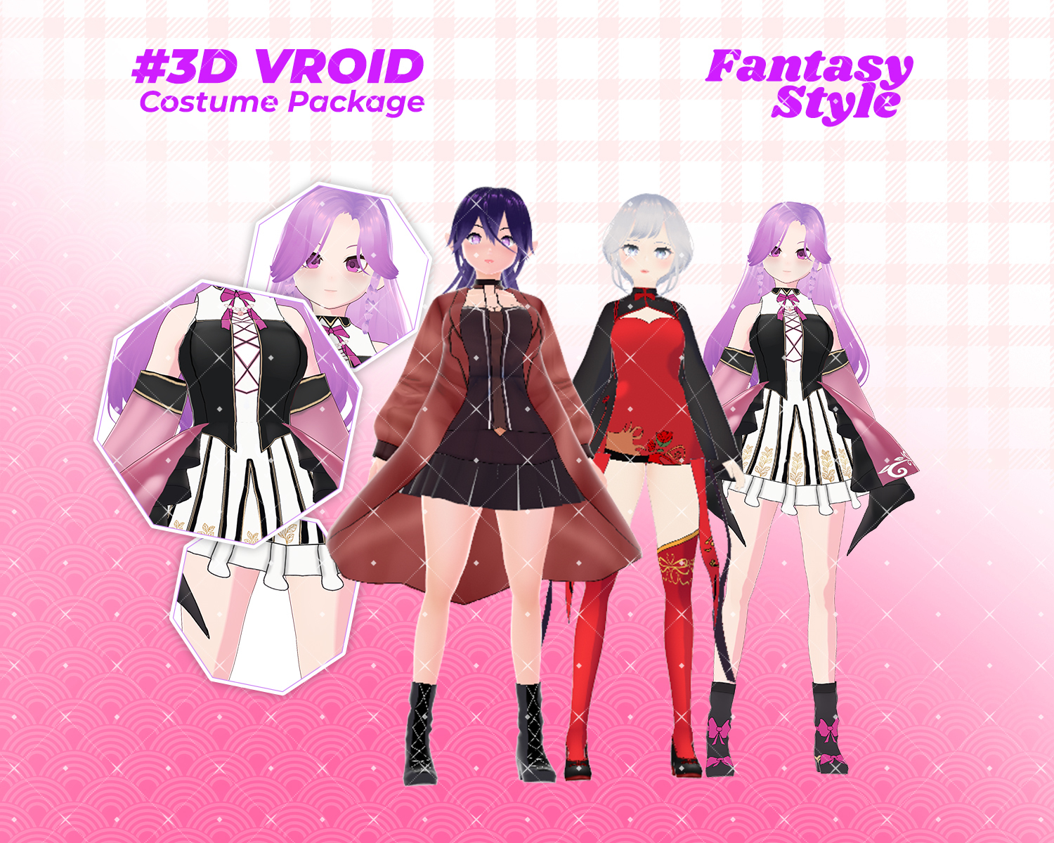 3D VRoid Outfit Pack Elegant Fantasy Royal & Warrior Attire for VRoid ...