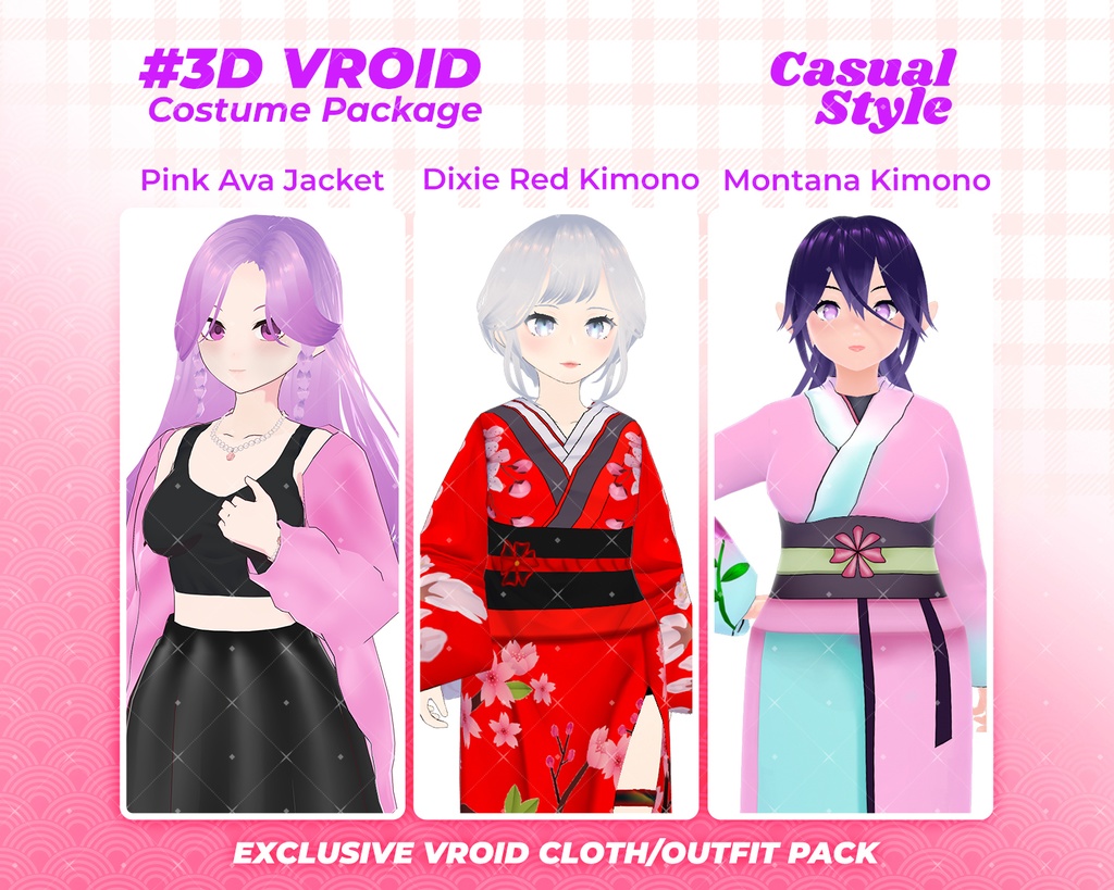 3D VRoid Outfit Pack Elegant Kimono & Modern Casual Jackets for VRoid ...