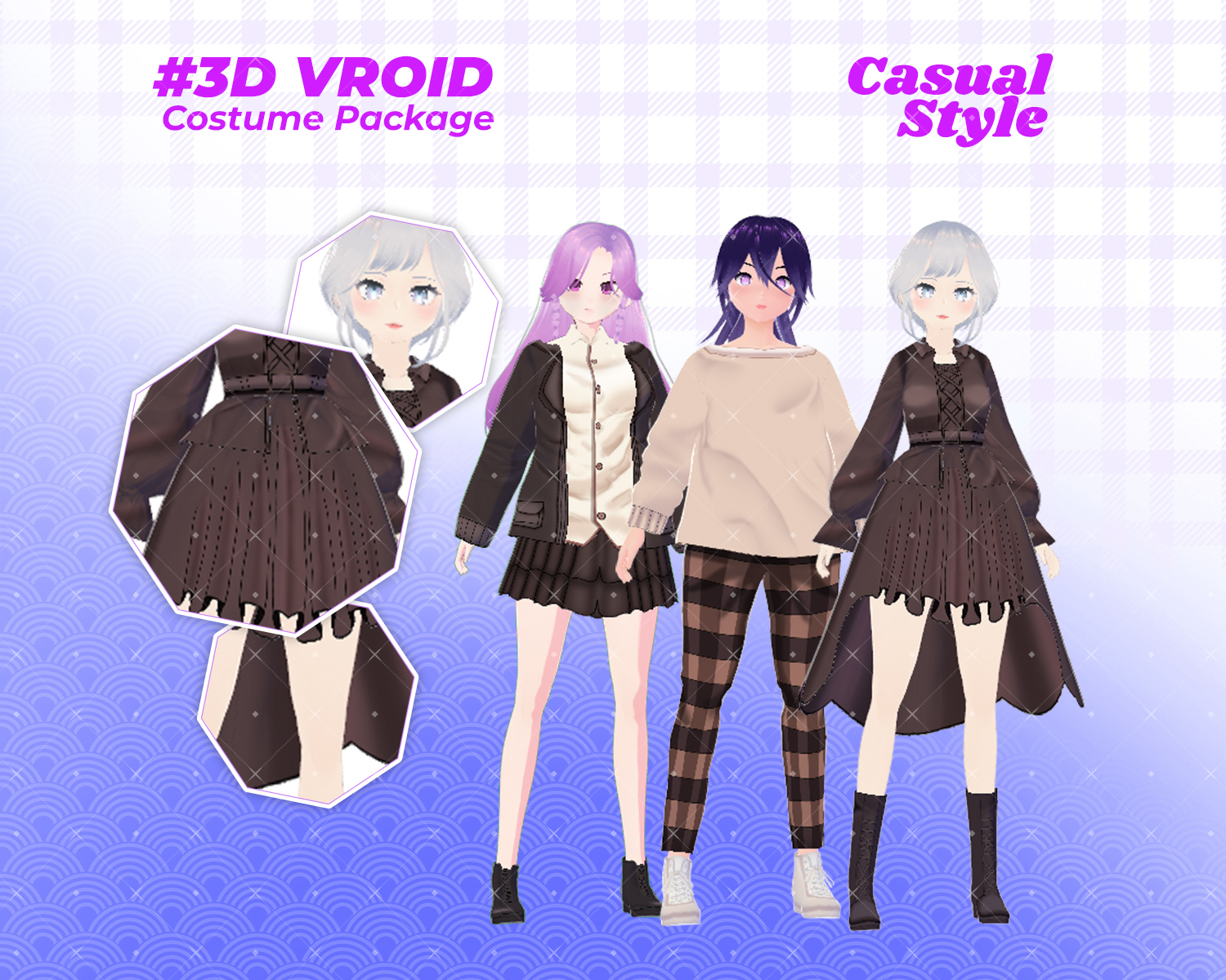 3D VRoid Outfit Pack Cozy & Elegant Casual Fashion for VRoid Models ...
