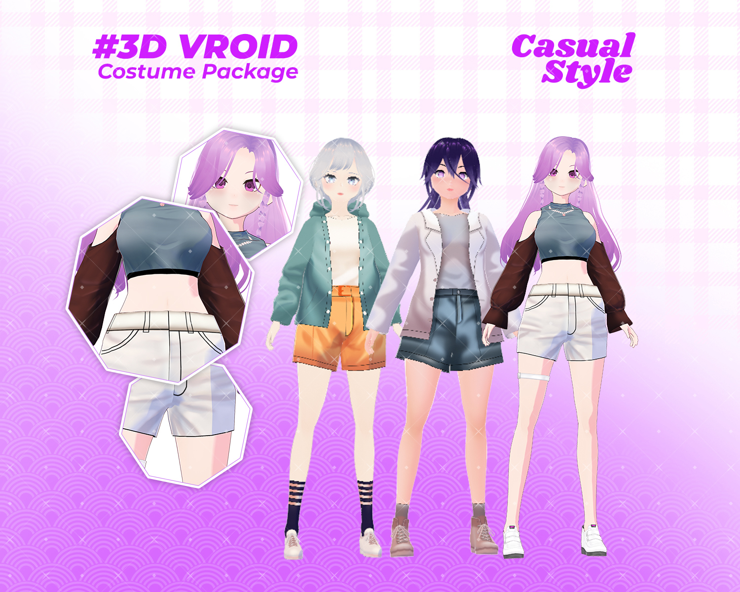 3D VRoid Outfit Pack Trendy & Relaxed Casual Clothes for VRoid Models ...