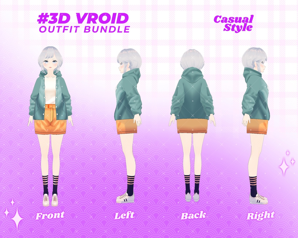 3D VRoid Outfit Pack Trendy & Relaxed Casual Clothes for VRoid Models ...