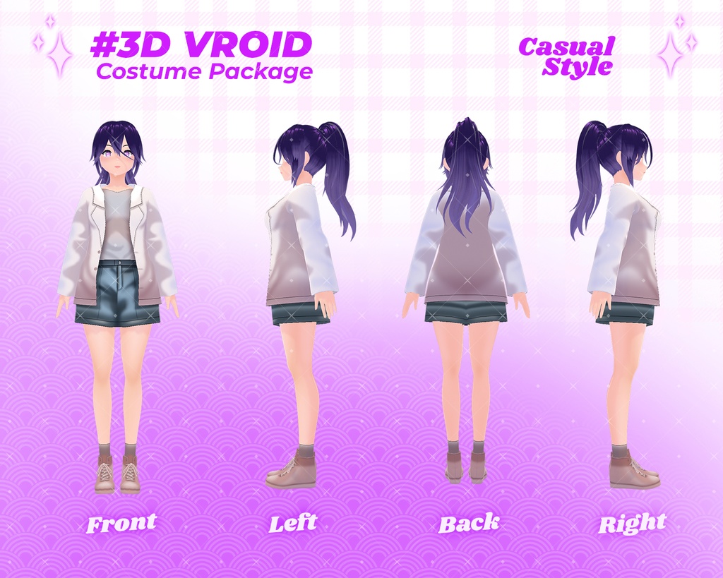 3D VRoid Outfit Pack Trendy & Relaxed Casual Clothes for VRoid Models ...