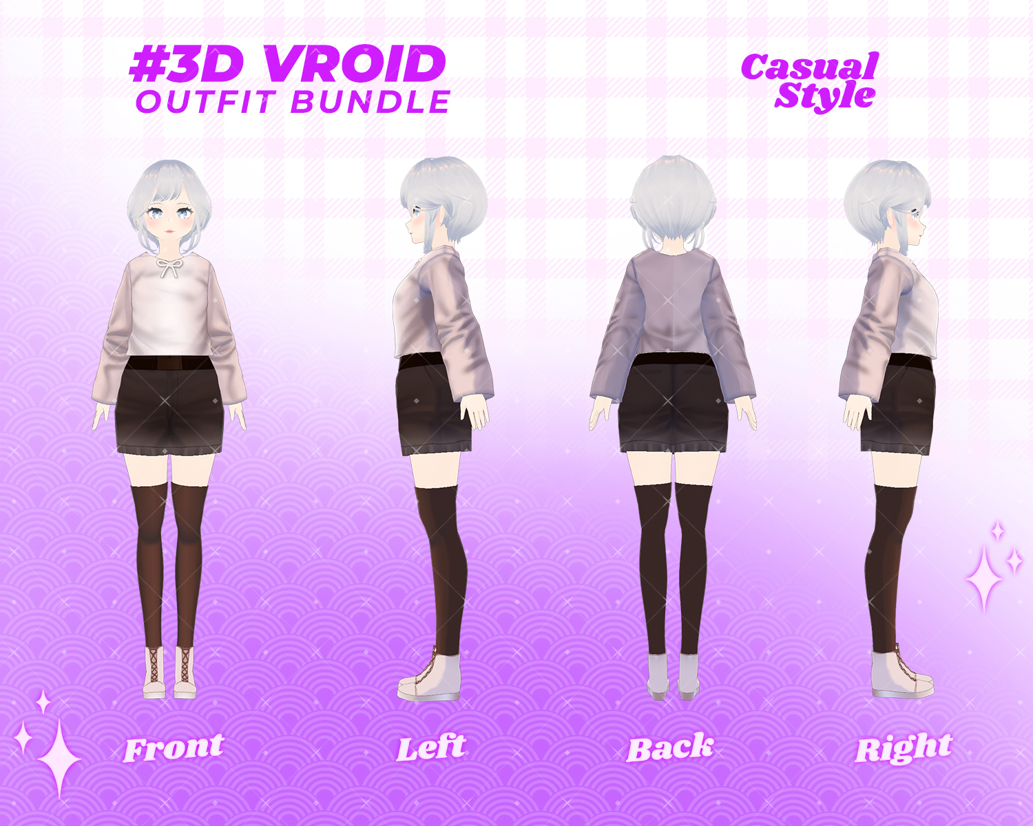 3D VRoid Outfit Pack Trendy & Casual Streetwear for VRoid Models ...