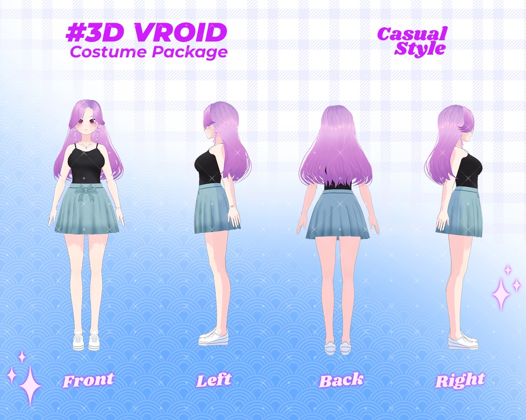 3D VRoid Outfit Pack Elegant & Cute Casual Fashion for VRoid Models ...