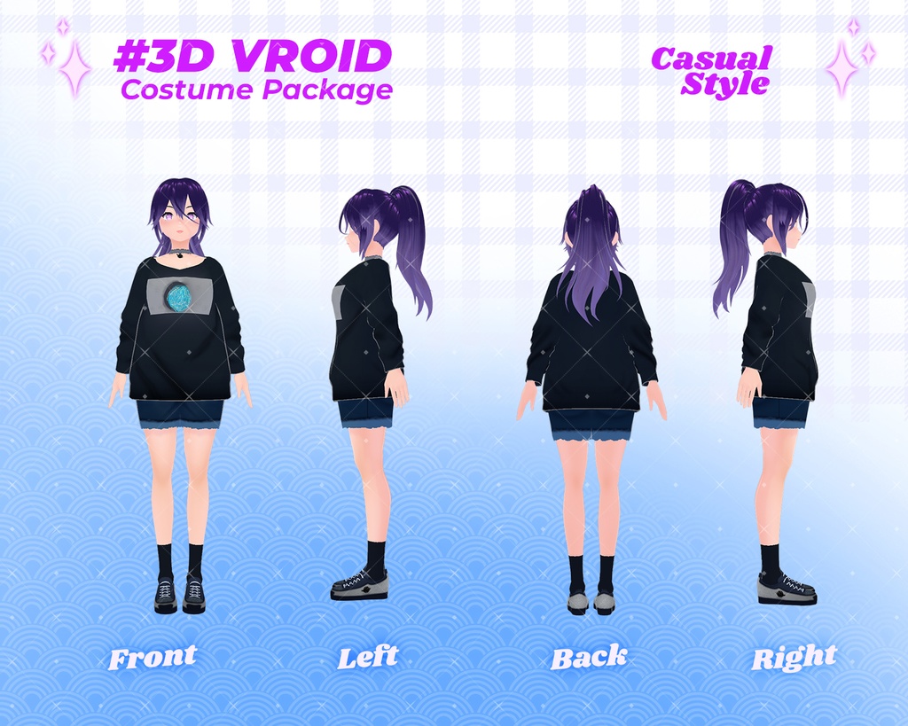 3D VRoid Outfit Pack Elegant & Cute Casual Fashion for VRoid Models ...