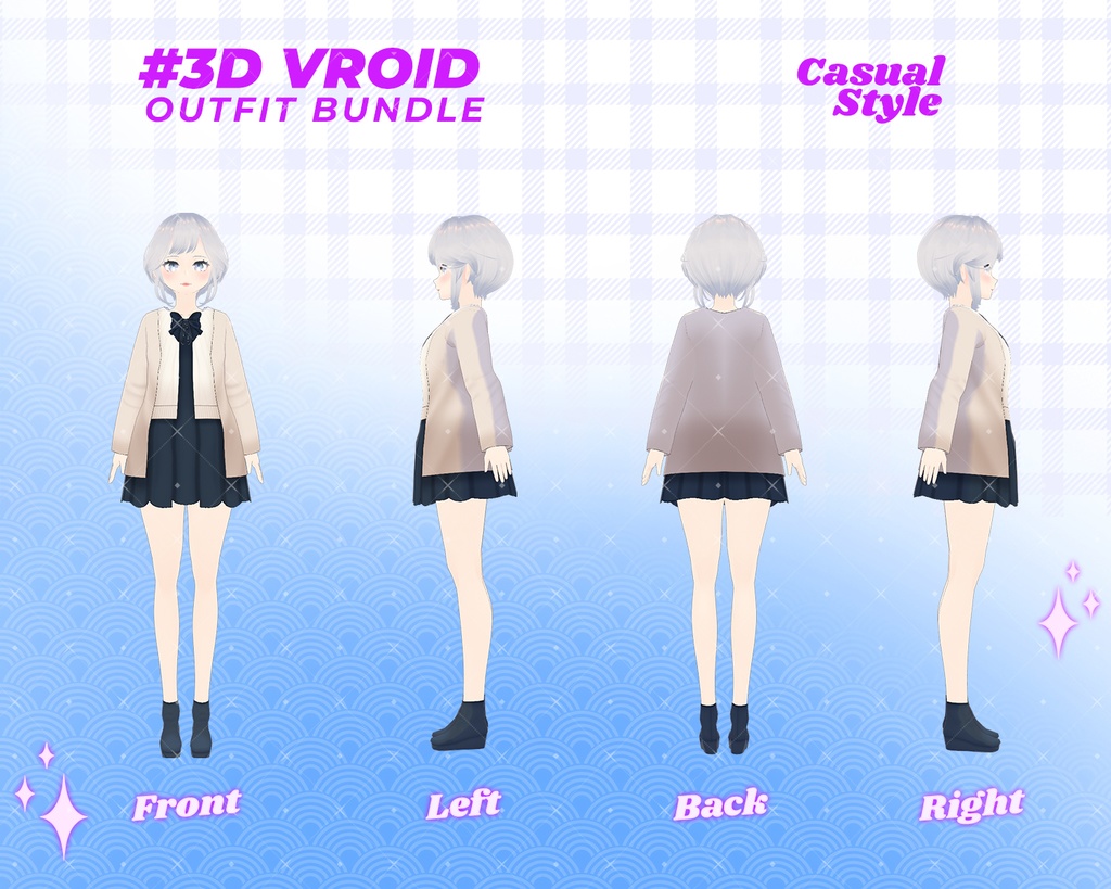 3D VRoid Outfit Pack Elegant & Cute Casual Fashion for VRoid Models | VRoid Clothes, VRoid ...