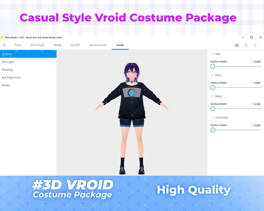3D VRoid Outfit Pack Elegant & Cute Casual Fashion for VRoid Models ...