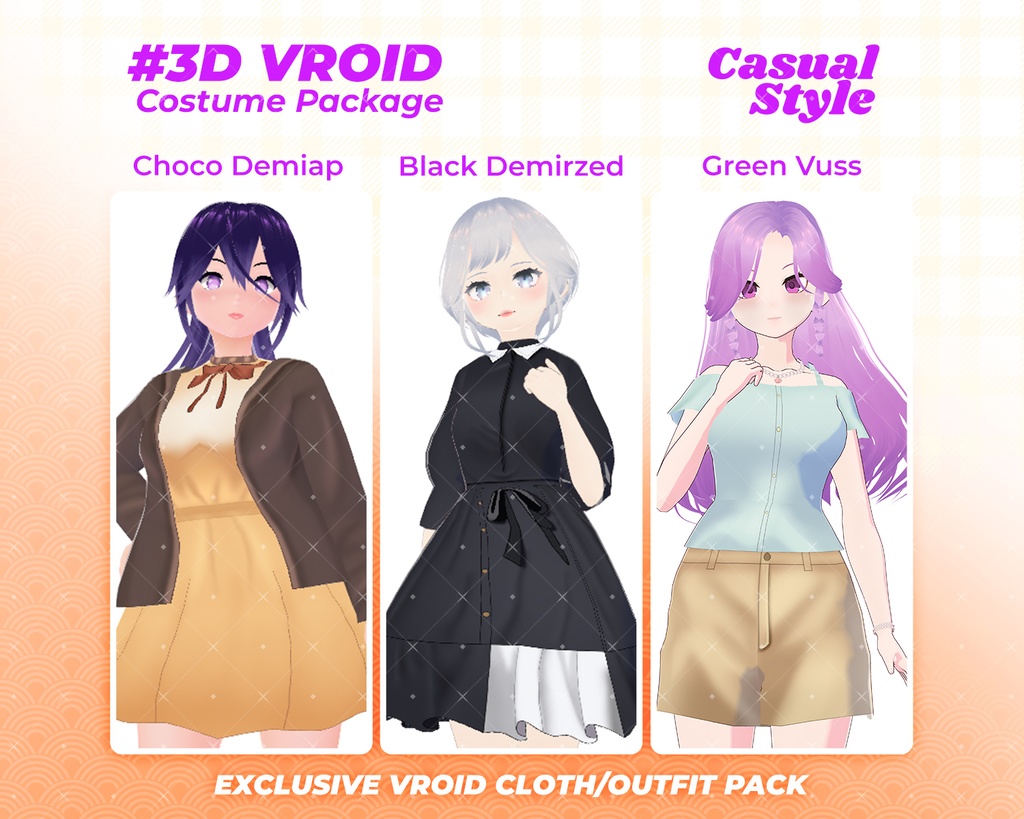 3D VRoid Outfit Pack Elegant & Chic Everyday Wear for VRoid Models ...