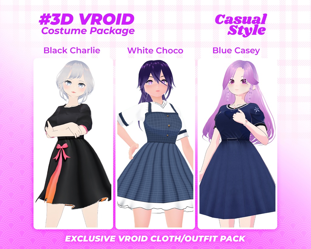 3D VRoid Outfit Pack Elegant & Stylish Dresses for VRoid Models | VRoid ...