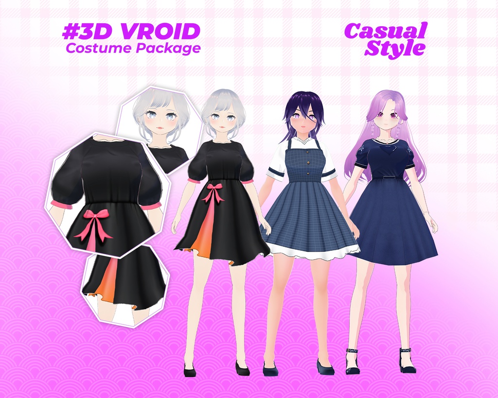 3D VRoid Outfit Pack Elegant & Stylish Dresses for VRoid Models | VRoid ...