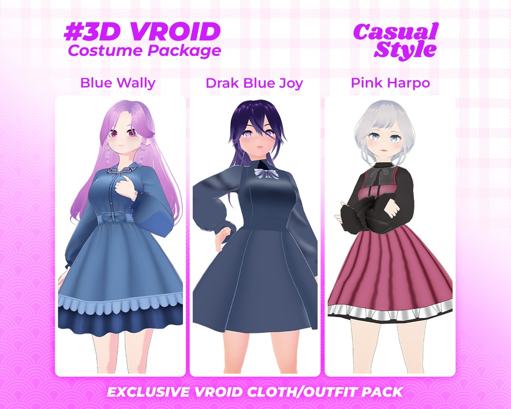 3D VRoid Outfit Pack Graceful & Elegant Dresses for VRoid Models ...