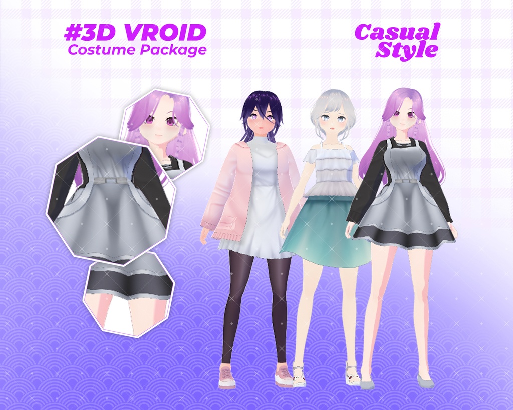 3D VRoid Outfit Pack Elegant & Soft Pastel Fashion for VRoid Models ...