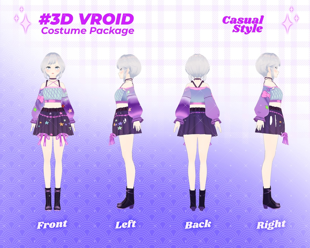 3D VRoid Outfit Pack Trendy & Kawaii Pastel Fashion for VRoid Models ...
