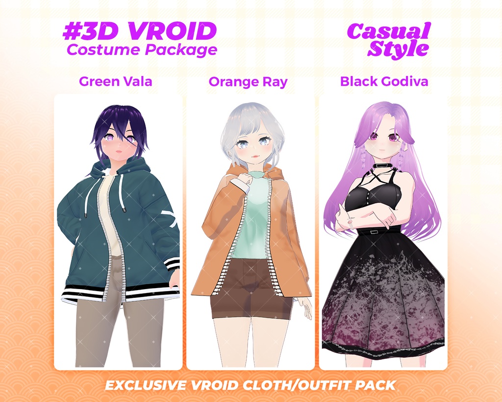 3D VRoid Outfit Pack Casual & Edgy Streetwear Fashion for VRoid Models ...