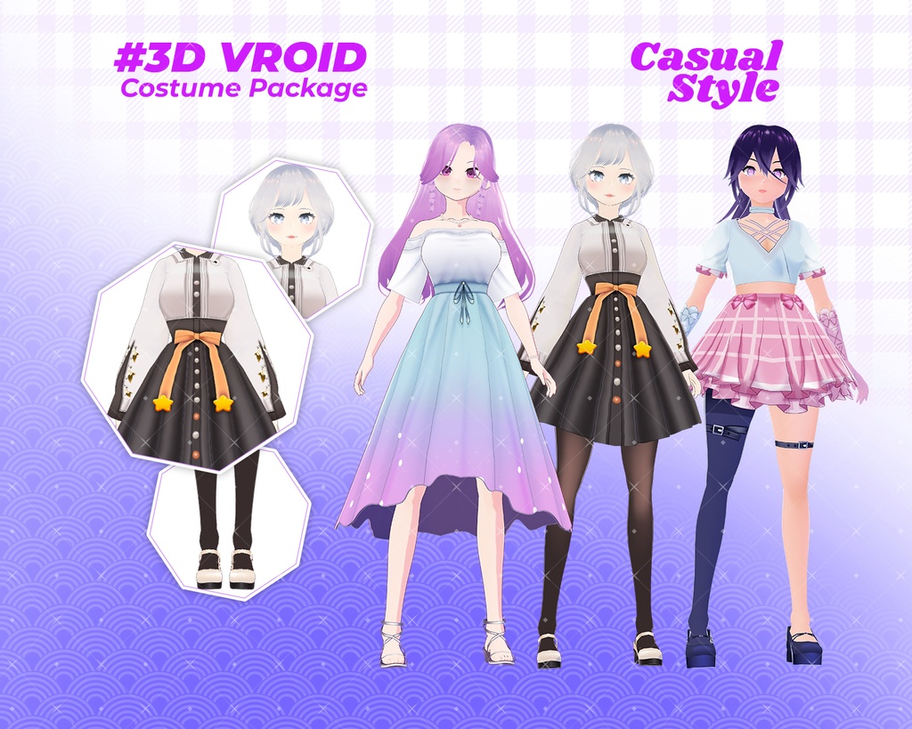 3D VRoid Outfit Pack Elegant & Chic Casual Clothes for VRoid Models ...