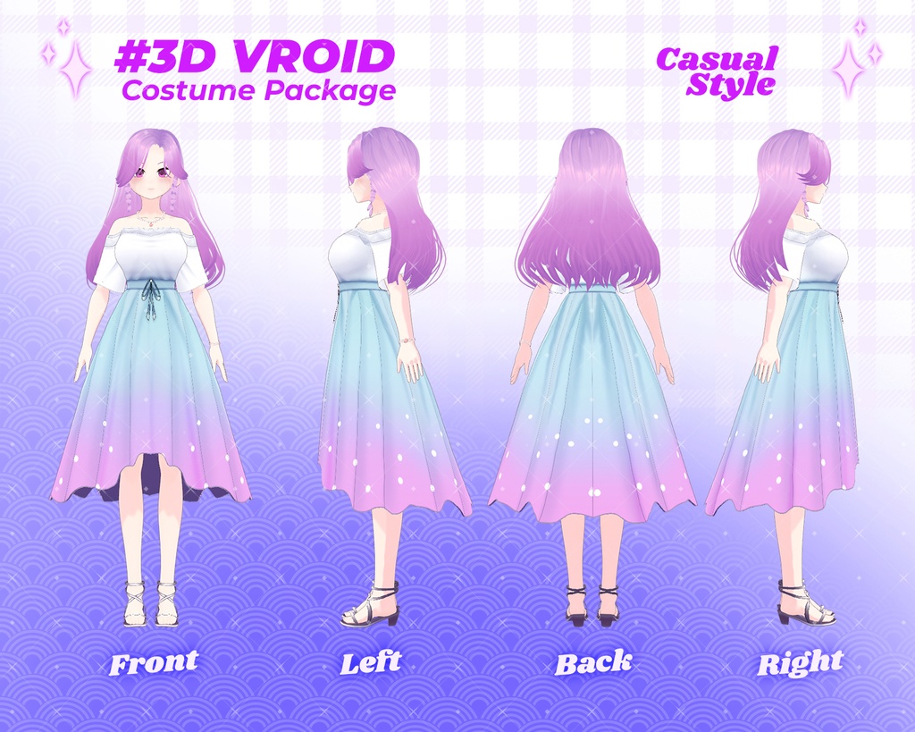 3D VRoid Outfit Pack Elegant & Chic Casual Clothes for VRoid Models ...