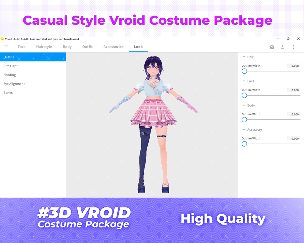3D VRoid Outfit Pack Elegant & Chic Casual Clothes for VRoid Models ...