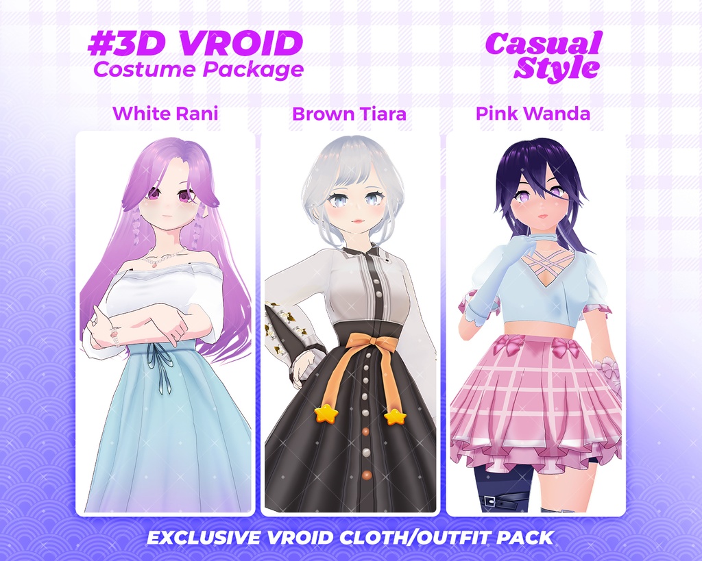 3D VRoid Outfit Pack Elegant & Chic Casual Clothes for VRoid Models ...