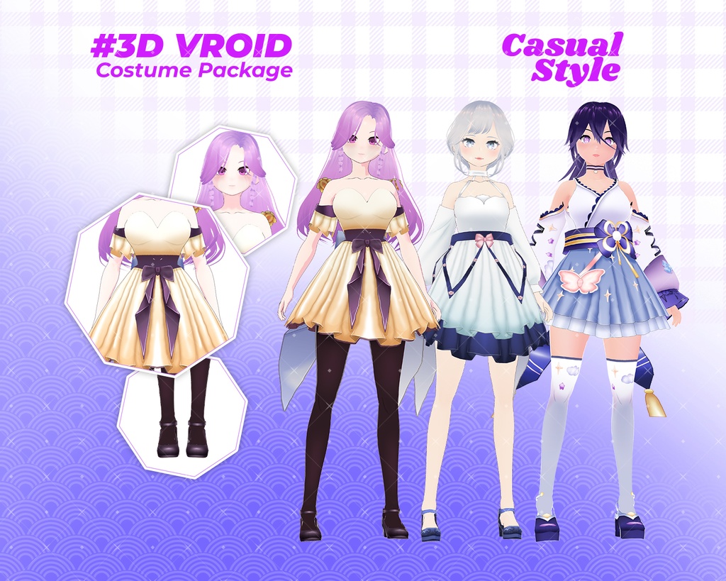 3D VRoid Outfit Pack Elegant & Enchanted Fantasy Dresses for VRoid ...