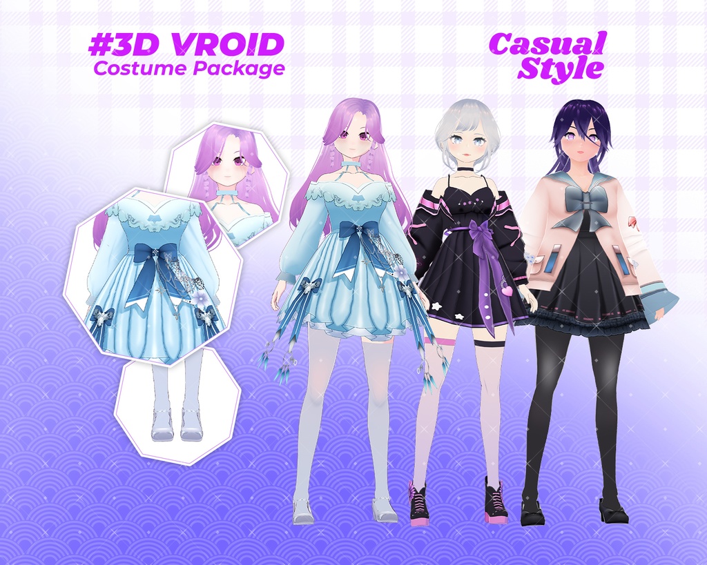 3D VRoid Outfit Pack Elegant & Cute Fantasy-Inspired Dresses for VRoid Models | VRoid Clothes ...