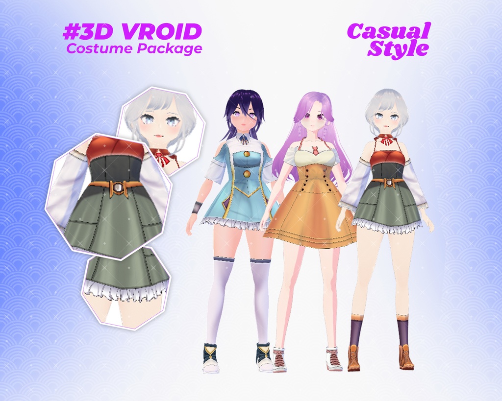 3D VRoid Outfit Pack Fantasy & Medieval-Inspired Dresses for VRoid ...