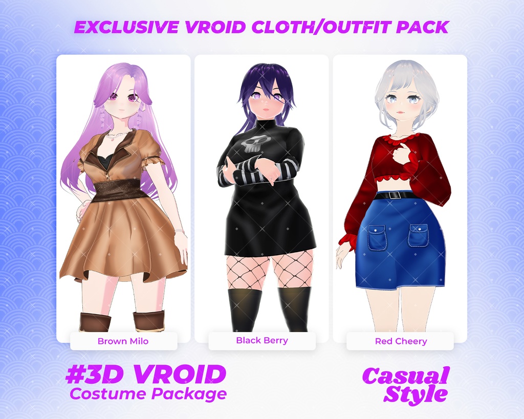 3D VRoid Outfit Pack Trendy & Edgy Casual Wear for VRoid Models | VRoid ...