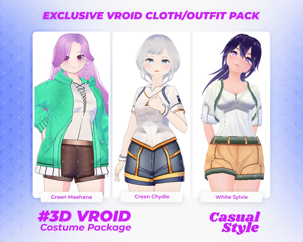 3D VRoid Outfit Pack Sporty & Adventurous Casual Wear for VRoid Models ...