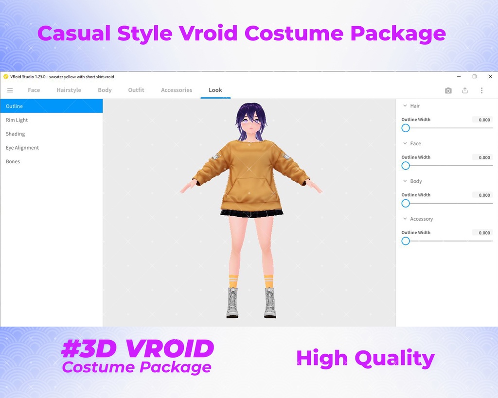 3D VRoid Outfit Pack Casual & Trendy Streetwear for VRoid Models ...