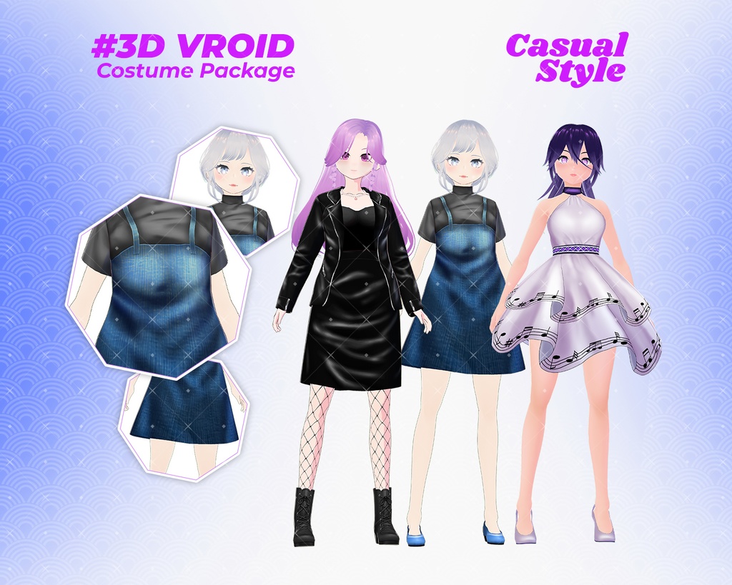 3D VRoid Outfit Pack Elegant & Musical Chic Attire for VRoid Models ...