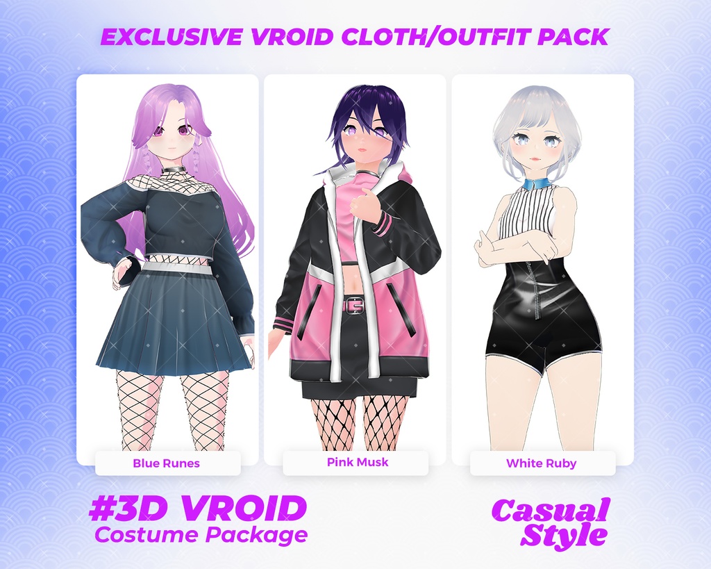 3D VRoid Outfit Pack Trendy & Edgy Fashion for VRoid Models | VRoid ...