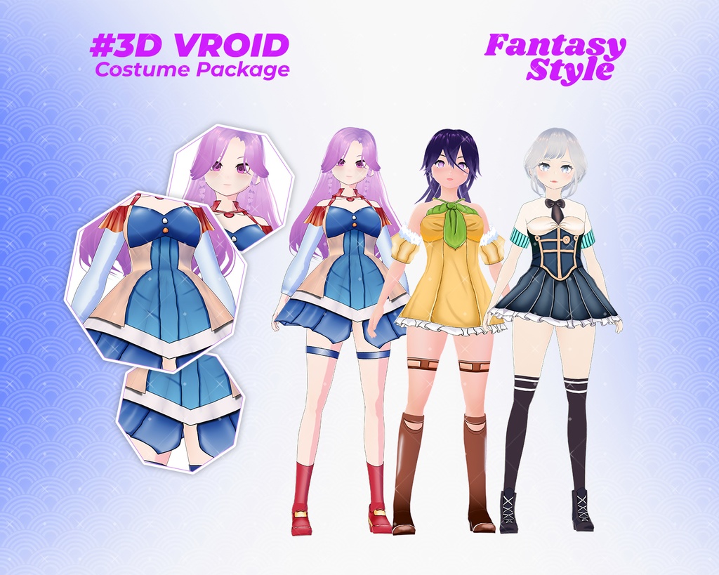 3D VRoid Outfit Pack Fantasy-Inspired Dresses & Adventure Wear for ...