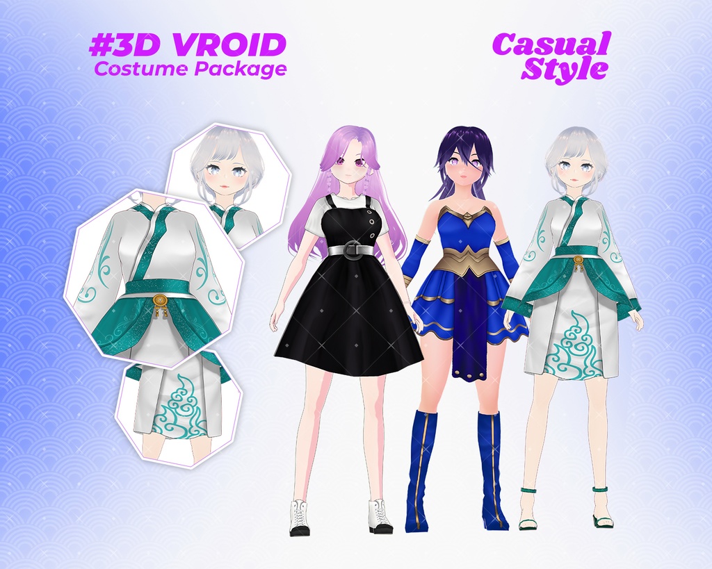3D VRoid Outfit Pack Modern & Fantasy-Inspired Fashion for VRoid Models ...