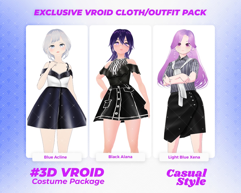 3D VRoid Outfit Pack Elegant & Classy Monochrome Fashion for VRoid ...