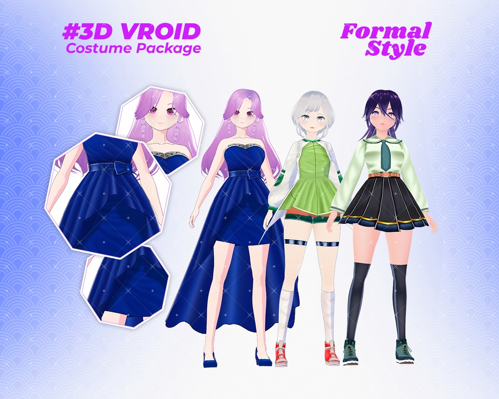 3D VRoid Outfit Pack Elegant & Formal Wear for VRoid Models | VRoid ...