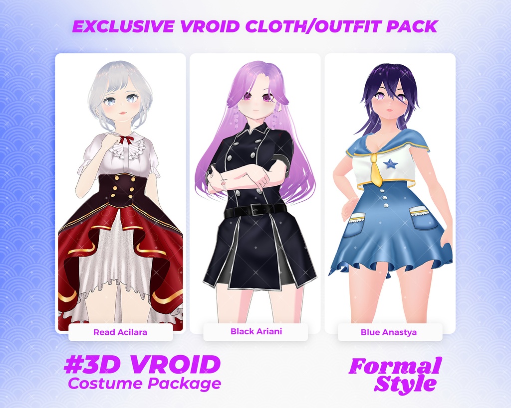 3D VRoid Outfit Pack Elegant & Formal Attire for VRoid Models | VRoid Clothes, VRoid Costume ...