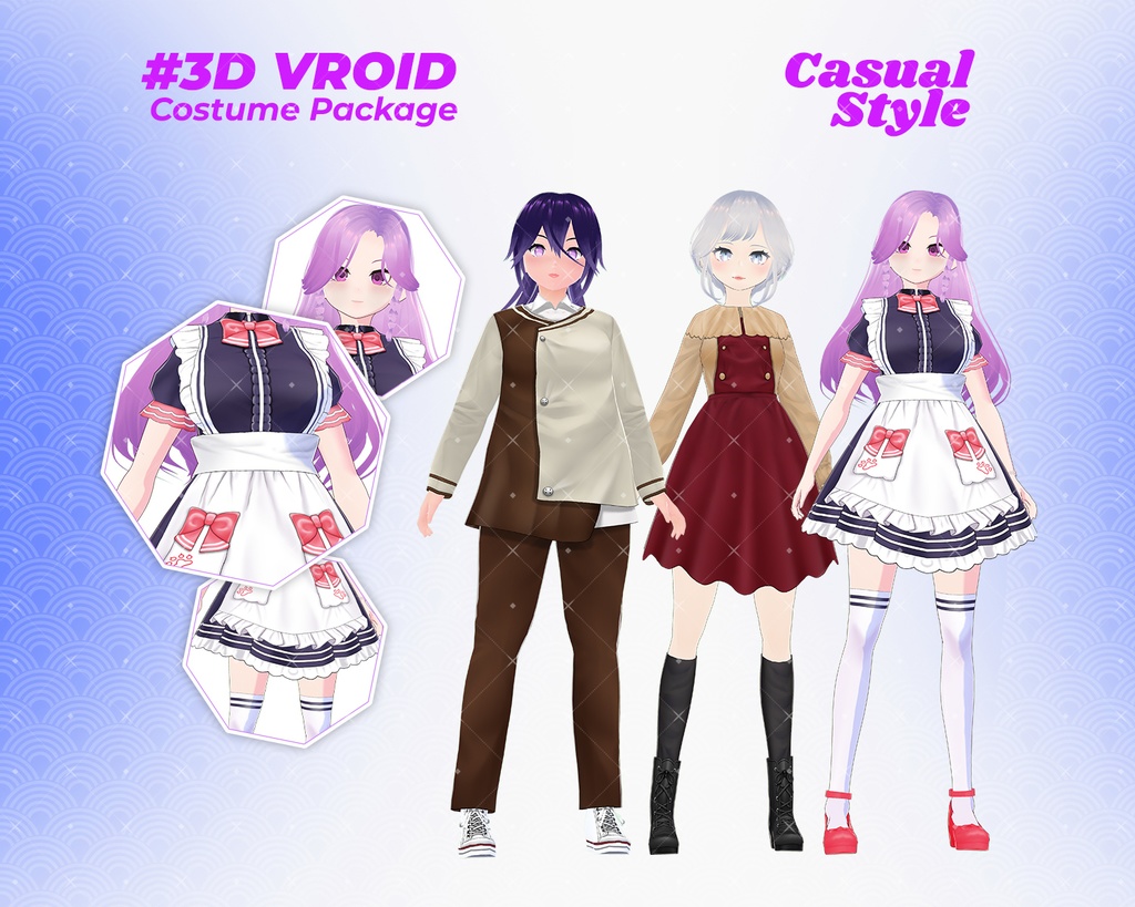 3D VRoid Outfit Pack Casual & Cute Everyday Wear for VRoid Models ...