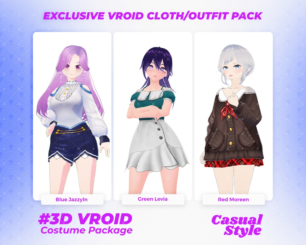 3D VRoid Outfit Pack Vintage & Cozy Casual Attire for VRoid Models ...
