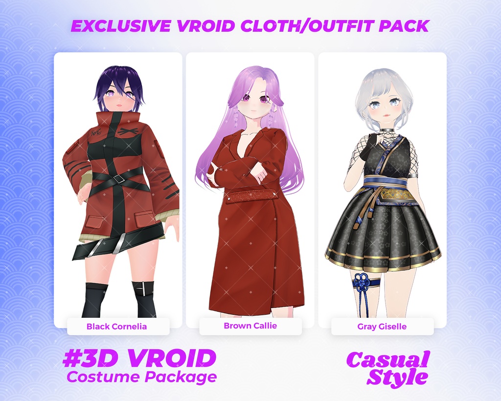 3D VRoid Outfit Pack Stylish & Bold Casual Wear for VRoid Models | VRoid Clothes, VRoid Costume ...