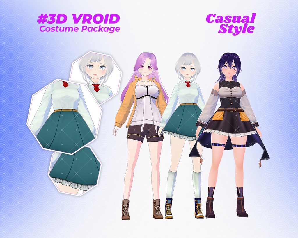 3D VRoid Outfit Pack Stylish & Cute Casual Wear for VRoid Models ...