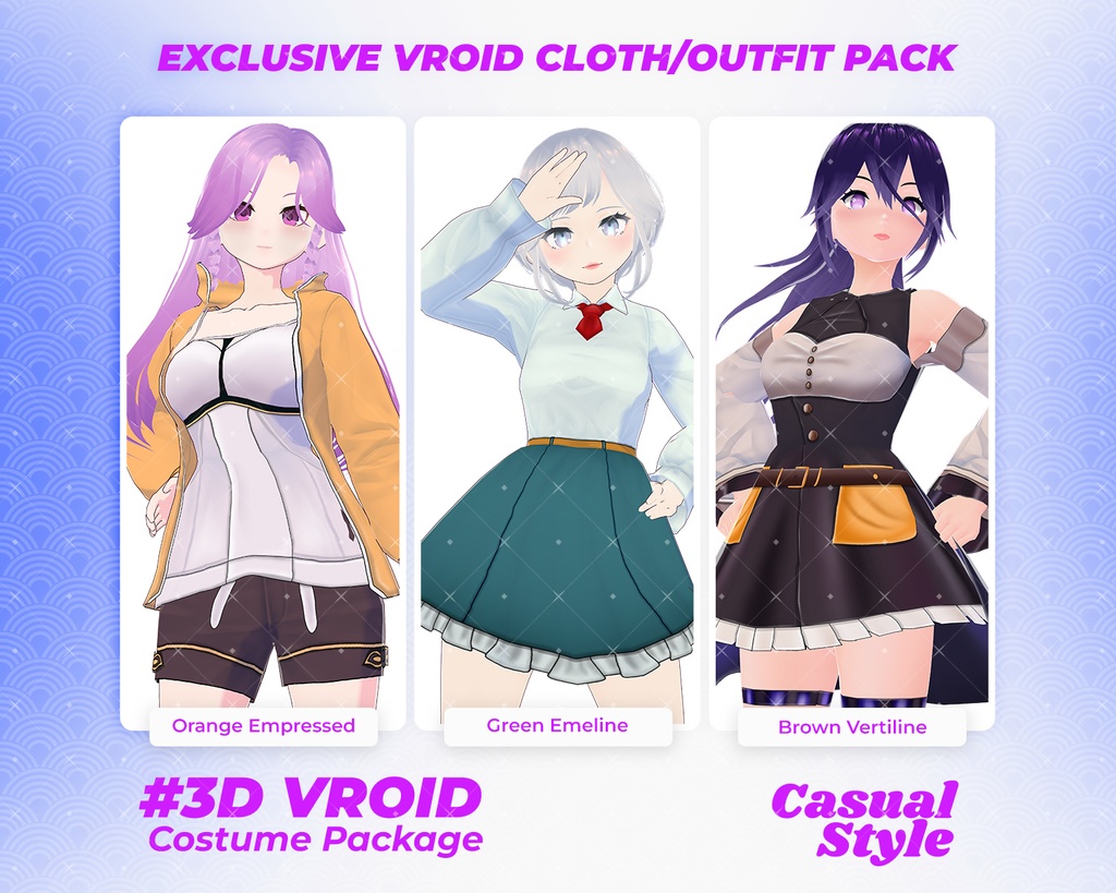 3D VRoid Outfit Pack Stylish & Cute Casual Wear for VRoid Models ...