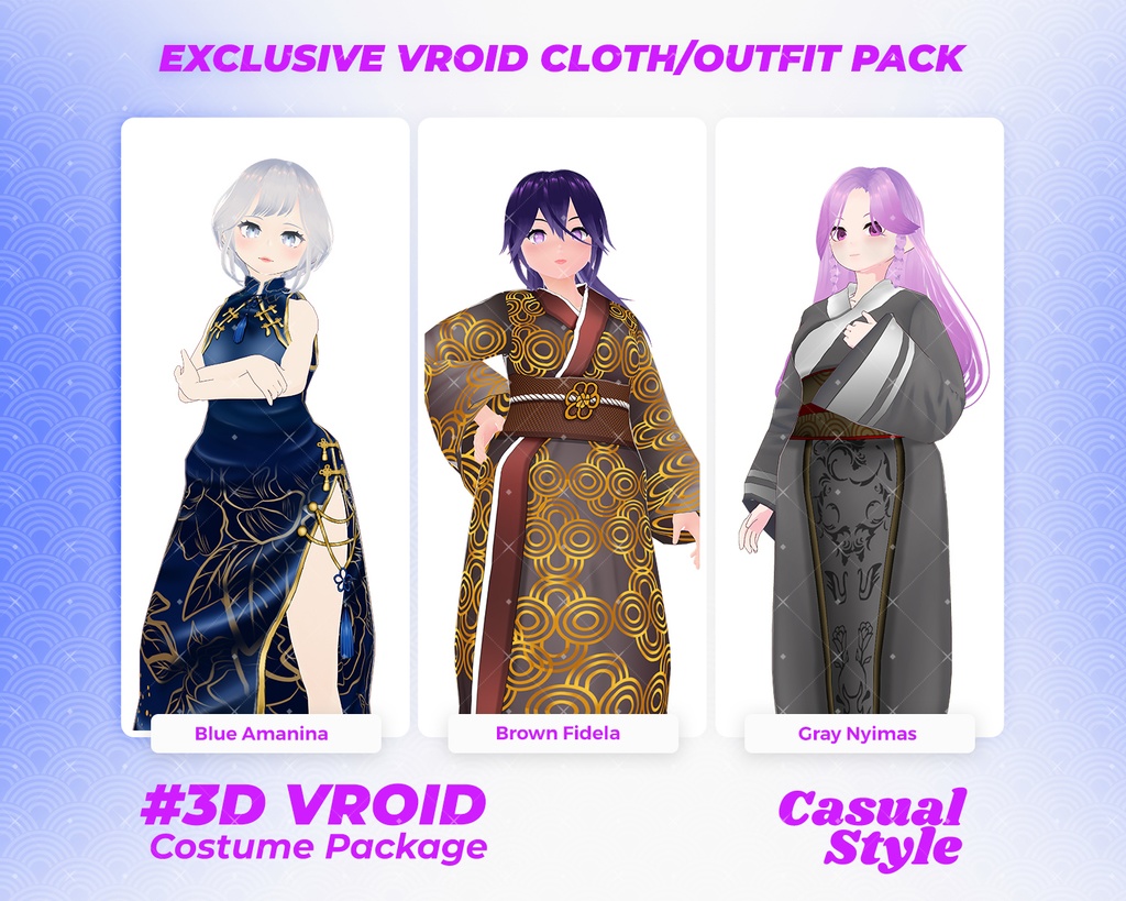 3D VRoid Outfit Pack Elegant & Cultural Traditional Wear for VRoid ...