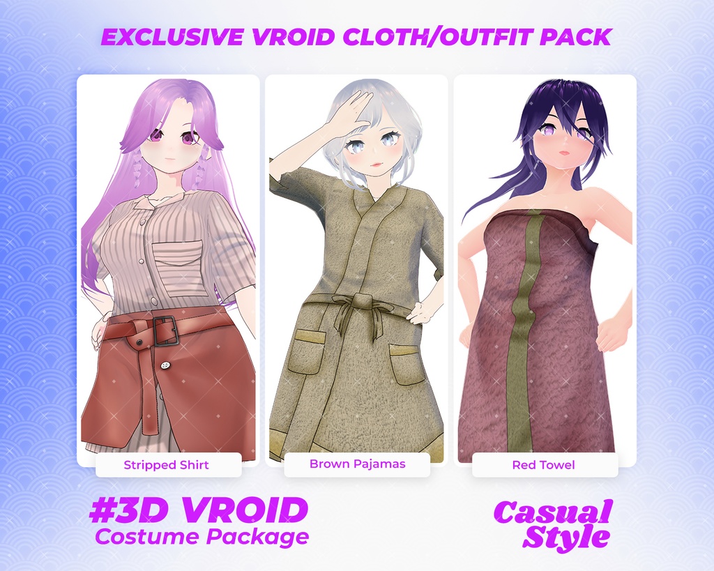 3D VRoid Outfit Pack Relaxed & Cozy Loungewear for VRoid Models | VRoid ...